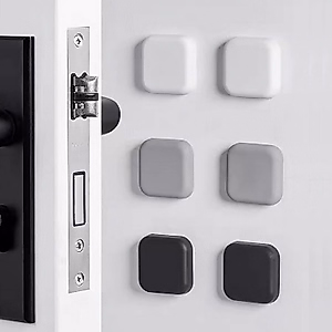 Door Stoppers Wall Protector - Silicone Door Knob Guard Wall Shield - Self-Adhesive Door Handle Bumper Silencer for Home ＆ Office Walls (White, Gray, Black)
