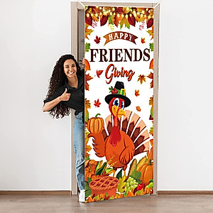 Friendsgiving Party Decorations Large Size Happy Friendsgiving Door Banner for Friendsgiving Party Decorations,71x35inch