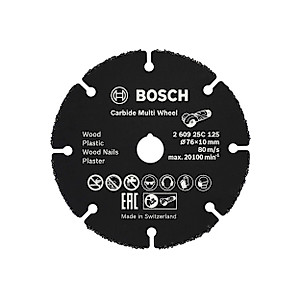 Bosch Professional 260925C125 Tungsten Carbide Multi Wheel Cutting Disc (for Wood, Plastic, plasterboard, Copper Pipe, Ø 76 mm, bore Ø 10 mm, Angle Grinder Accessories)