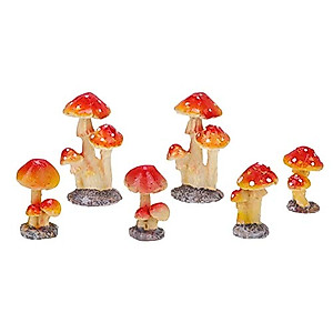 DOITOOL 6pcs Mini Mushroom Fairy Garden Miniature Figurines Mushroom Resin Figures for Garden Ornaments Plant Pots Bonsai Crafts Micro Landscape Decoration