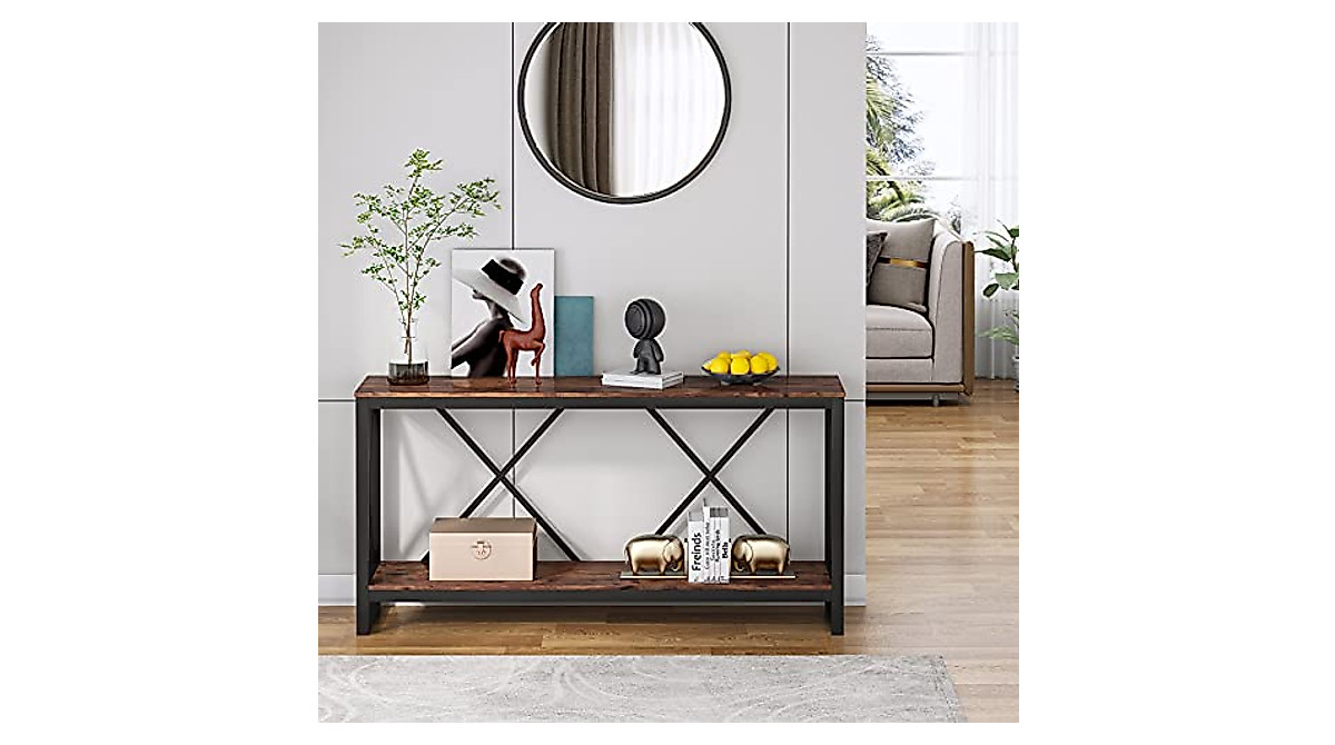 Tribesigns 70.9 Inch Console Table - Rustic Industrial Narrow Sofa Entry