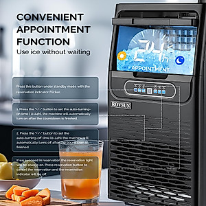 ROVSUN 70LBS/24H Ice Maker Machine with 2 Water Inlets, Freestanding/Countertop Ice Machine with 11lbs Storage Bin, Ice Scoop & Water Filter for Home Office Light Commercial Restaurant Bar Cafe Use