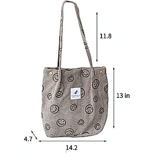 LaurelTree Corduroy Tote Bag Aesthetic Tote Bags for School Cute Tote Bags Teen Girls Trendy Stuff