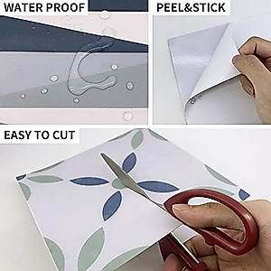 12 Pcs Peal and Stick Frosted Vinyl Wall Tile Transfer Backsplash Sticker, Self-Adhesive Floor Sticker for Kitchen Bathroom, Double Line, 6x6inch (15x15cm)