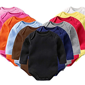 GLEAMING GRAIN Newborn Baby Bodysuits 100% Cotton Long-Sleeve Unisex Baby Black Onesies Infant Black Bodysuit 3 Months 5-Pack(Black,12M)