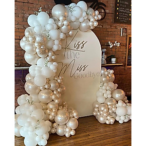 Pearl White Balloon Garland Arch Kit Ivory 112pcs Double Stuffed White Balloons Different Sizes for Wedding Engagement Bridal Shower Birthday Baby Shower Party Decoration