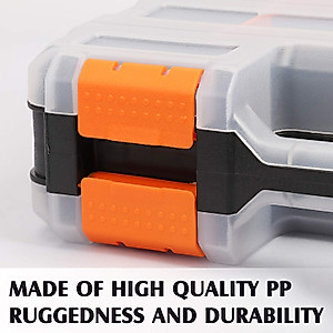 MIXPOWER 34-Compartments Double Sided Organizer with Impact Resistant Polymer and Customized Removable Plastic Dividers, Storage and Carry, Black/Orange