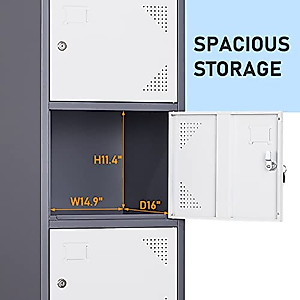 MIIIKO 6 Door Locker, Storage Lockers Cabinet with Keys, Lockable Locker Cabinet for Employees, School, Gym and Home Office