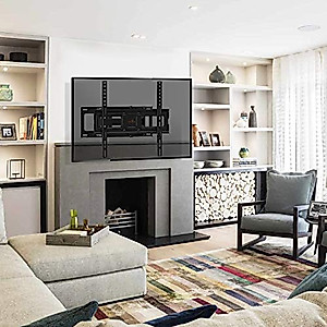 Perlegear TV Wall Mount Bracket Full Motion for 26-65 Inch LED, LCD, OLED Flat Curved TVs, TV Mount with Dual Swivel Articulating Arms Extension Tilt Rotation, Max VESA 400x400mm Fits 12/16" Wood Stud