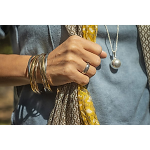 Stimm Tri-Tone Bangle Bracelet Interlocked Stainless Steel in Rose Silver Yellow Gold Women