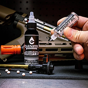 CLENZOIL Airsoft Oil | 100% Silicone Air Gun Oil & Airsoft Chamber Lube | All Purpose Airsoft Silicone Oil Lubricant for Airsoft Pistol & Air Rifle | 2 oz Bottle & 0.5 oz Needle Oiler Combo Pack