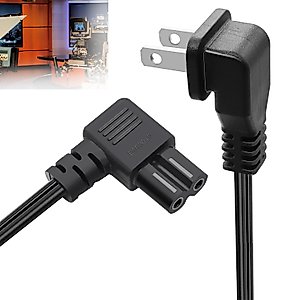 Taiss TV Power Cord, 10ft (3m), 90° Angle 2-pin to L-Shaped Power Cord Replacement, Suitable for AC Power Cords Such As 18AWG LED TVs