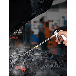 JASTIND Industrial Air Blow Gun with Brass Adjustable Air Nozzle, 8-14 Inch Extension with 2 Steel Air Flow Nozzle, High Volume Air Tool Dust Blower Gun for Air Compressor Attachments