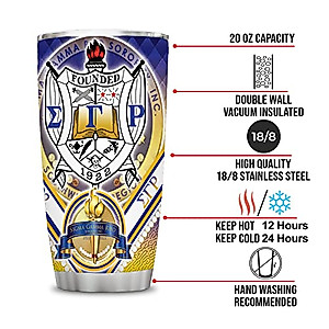 ATHAND Sigma Gamma Rho Sorority Idea Gift for Women Girls Friends,Sisterhood Greek 1922 Stainless Steel Vacuum Tumbler,Inspired 20 oz Insulated with Lid Paraphernalia Cup