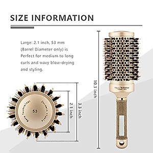 Round Brush for Blow Drying, Hair Brush With Boar Bristle, Nano Thermal Ceramic Barrel Ionic Tech Hair Brush, for Styling,Curling and Straightening
