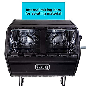 BLACK+DECKER Compost Tumbler, Dual Chamber Composter, 40 Gallon, Easy Handle System for Composting (BDSTGA9701)