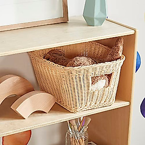 ECR4Kids Streamline 3-Shelf Storage Cabinet, 36in High, Double-Sided Display, Natural