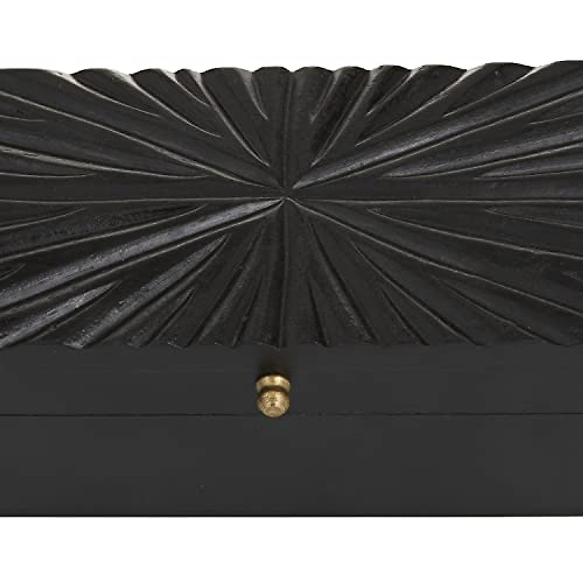 CosmoLiving by Cosmopolitan Wood Geometric Box with Hinged Lid, Set of 2 10", 8"W, Black