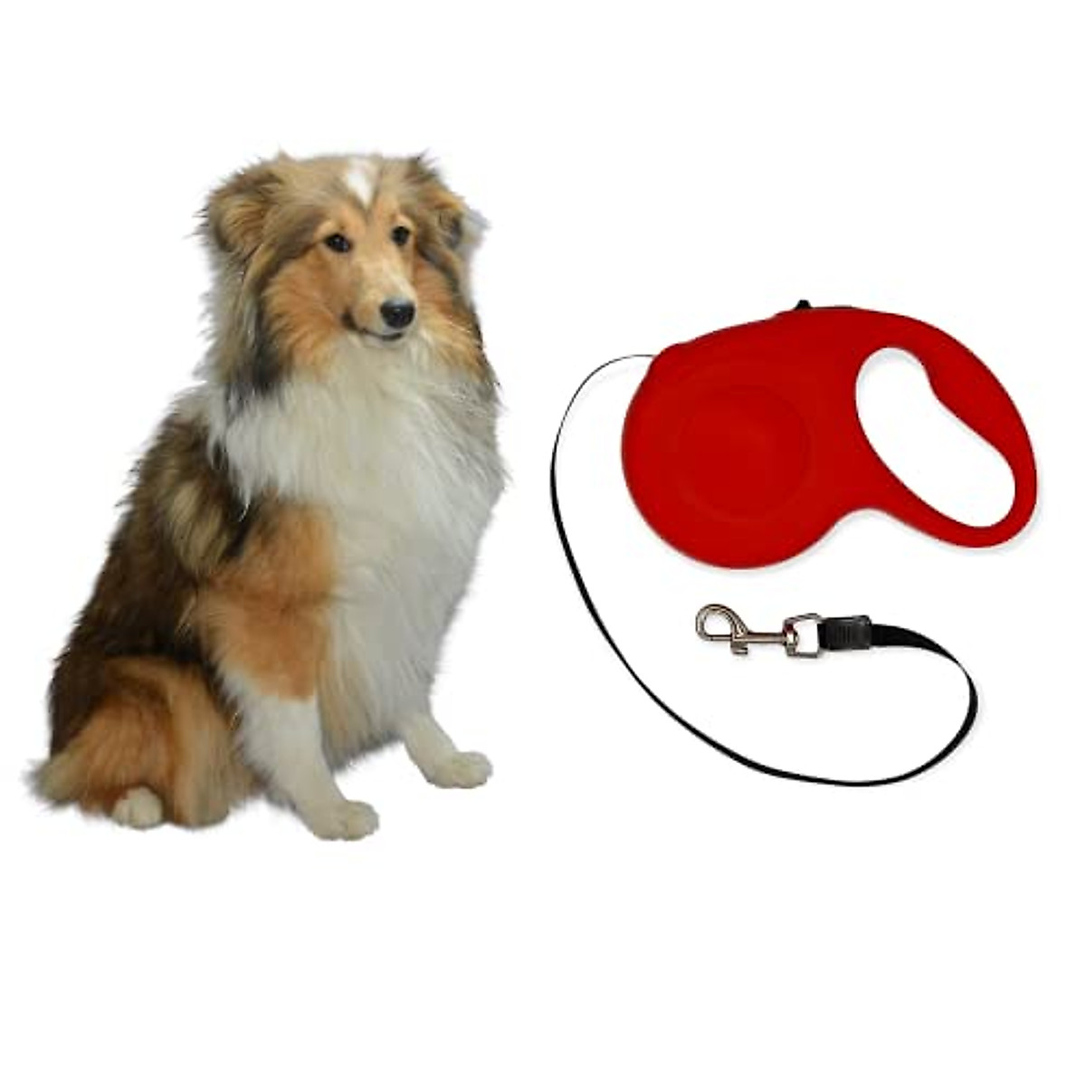 360° Tangle-Free Heavy Duty Retractable Dog Leash with Anti-Slip Handle, 16.4 ft Strong Nylon Tape, One-Handed Brake, Pause Lock Red
