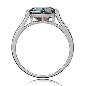 Silvershake 3.37ct. 10X8mm Oval Shape Mystic Fire Topaz White Gold Plated 925 Sterling Silver East-West Solitaire Ring Size 9