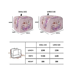 Toaster Dust Cover 2 Slice, Thanksgiving Pumpkin with Flowers Pink Texture Bread Maker Cover Toasters Covers for Fingerprint Protector Washable Kitchen Small Appliance Cover 12x7.5x8in