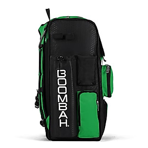 Boombah Superpack Bat Pack -Backpack Version (no wheels) - Holds up to 4 Bats - Black/Kelly Green - For Baseball or Softball