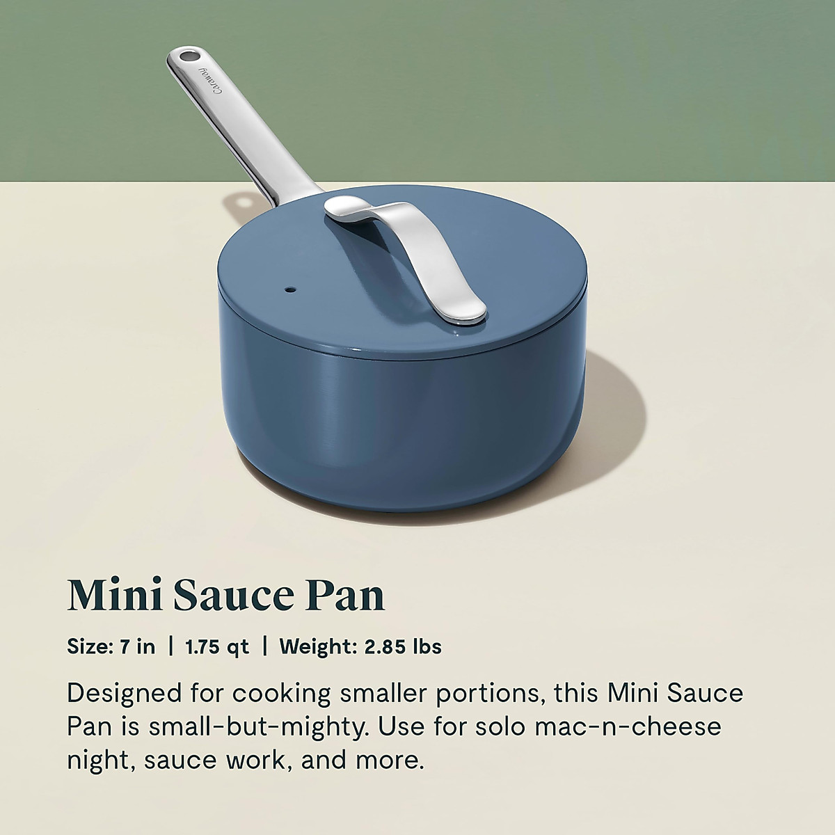 Caraway Mini Duo - Non-Stick Ceramic Mini Fry Pan (1.05 qt, 8") & Mini Sauce Pan (1.75 qt) - Non Toxic, PTFE & PFOA Free - Oven Safe & Stovetop Agnostic (Gas, Electric & Induction) - Navy