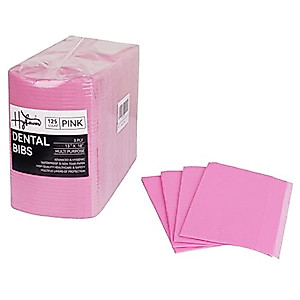 Dental Bib(125 Pack) – Pink Dental Bibs Disposable – Multipurpose & Waterproof Tattoo Bibs – Soft & Flexible Pink Bibs for Dental Tray Covers – 3-Layer Protection Nail Napkins for Acrylic (Pink)