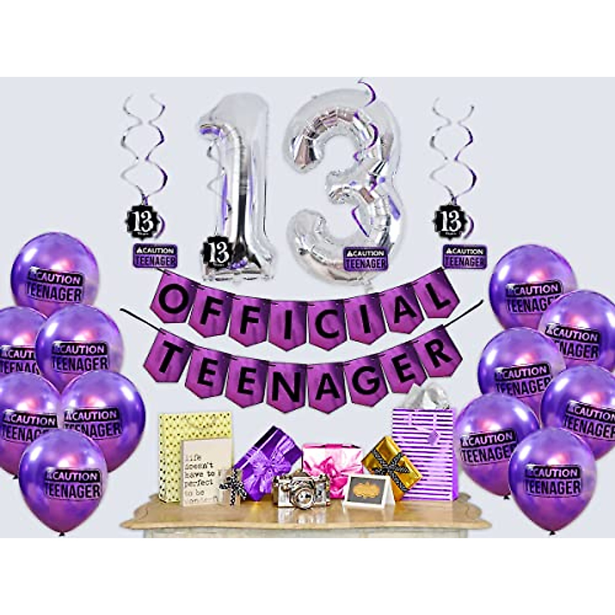 Funny Official Teenager 13th Birthday Party Pack - Purple 13th Birthday Party Supplies, Decorations and Favors