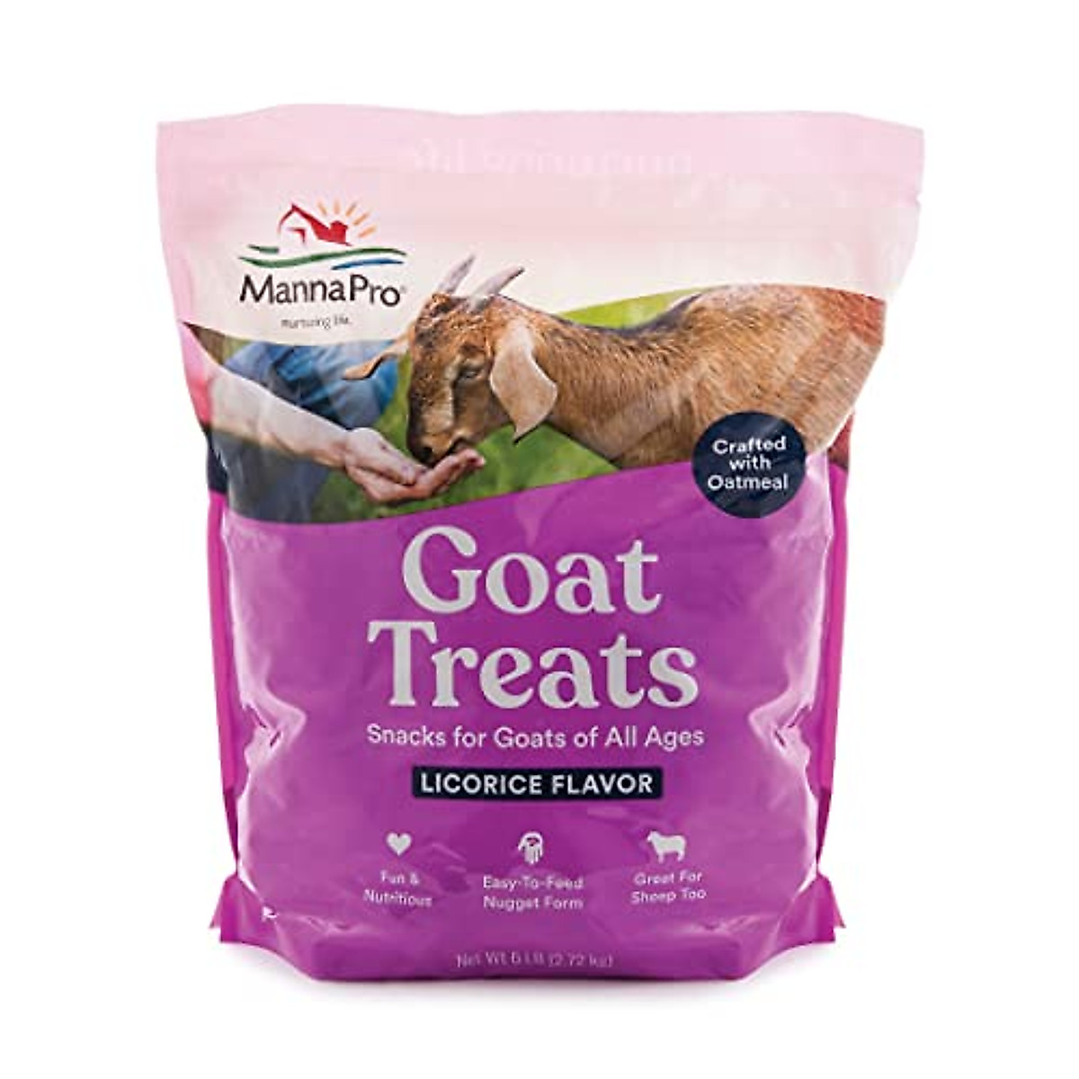 Manna Pro Goat Treats - Made with Oatmeal – Daily Goat Treats - Licorice Flavor – 6 Pounds of Goat Treats