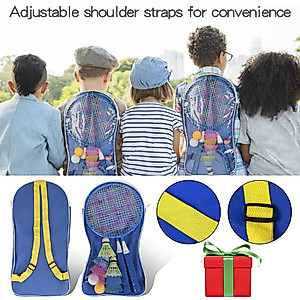 Kids Badminton Set of 2 Rackets with Birdies Carrying Bag for Boys Girls,Ultralight Children's Badminton Racquets for Starter Players Toddler Indoor Backyard Sporting (Blue)