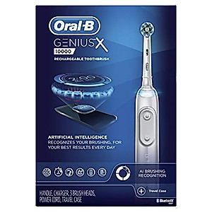 Oral-B GENIUS X Electric Toothbrush with 3 Oral-B Replacement Brush Heads and Toothbrush Case, White (Packaging May Vary)