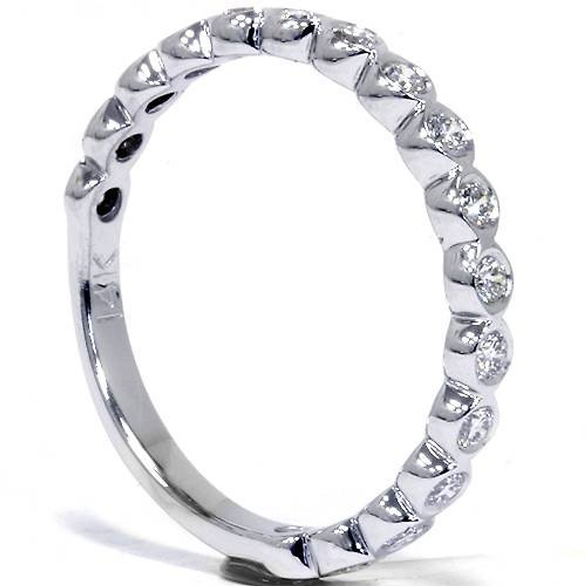 P3 POMPEII3 1/2ct Bezel Stackable Diamond Ring 14K White Gold - Size 7