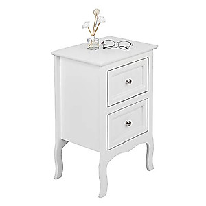 Bonnlo White Nightstand with 2 Drawers, Farmhouse Night Stands for Bedrooms Set of 2, Small Bed Side Table/Night Stand for Small Spaces, College Dorm, Kids’ Room, Living Room, 16W x 12D x 24H