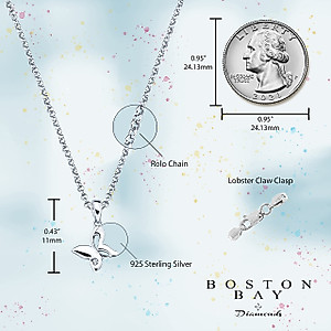 Little Diva Diamonds .925 Sterling Silver Diamond Accent Pendant Necklace (Side Butterfly) (I Color, I1 Clarity)