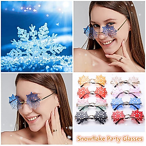 LASPOR Novelty Snowflake Shape Sunglasses for Women Men Halloween Christmas Party Glasses Prom Accessories (Blue gradient)