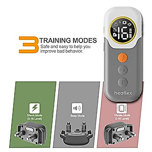Heaflex Electric Dog Training Collar with Remote 2400FT, E-Shock, Security Lock with 3 Safe Training Modes, Rechargeable IP67 Waterproof Collars for Small Medium Large Dogs
