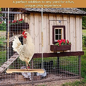 CW&WC Chicken Swing Toys for Chickens Coop with Adjustable Roost - Large Ladder Bar Accessories and Gifts Owners – Includes Ropes & Metal Hook (15.5In x 2.75In), A212