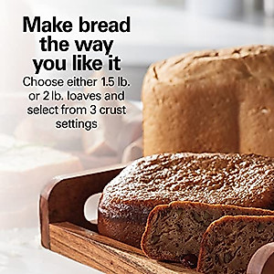 Hamilton Beach Bread Maker Machine, Digital, Programmable, 12 Settings + Gluten Free, Dishwasher Safe Pan + Kneading Paddle, 2 lb Capacity, Black (29882)