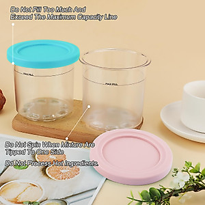 2pcs Replacement Containers for Ninja Creami Pints and Lids, Reusable Ice Cream Containers with Lids Creami Containers Compatible with NC301 NC300 NC299AMZ Series Ice Cream Maker (Pink, Blue)