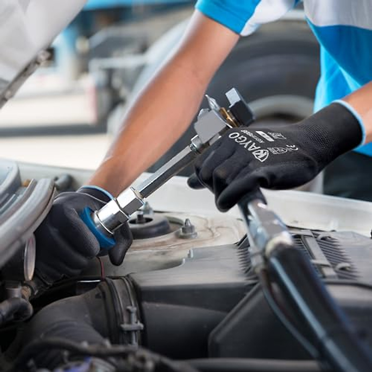 KAYGO Safety Work Gloves PU Coated-12 Pairs, KG11PB, Seamless Knit Glove with Polyurethane Coated Smooth Grip on Palm & Fingers, for Men and Women, Ideal for General Duty Work (Large, Black)