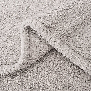 Baby Blanket or Pet Blanket, Comfy Soft Warm Blankets for Baby Girls and Boys, Dog and Cat, Plush Fleece Throw Blankets for Sofa, Couch, Travel and Camping (Sherpa 24"×32",2-pack, Light grey)