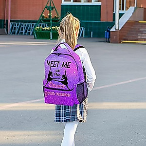 NEWGRY Personalized Name Dance Girls Backpack for School, 16 Inches Custom Purple Backpacks for Teens, Trendy Lightweight Bookbag for Middle School