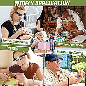 Rechargeable Headband Magnifying Glass, Hands Free Head Mount Magnifier Glasses with LED Light, 1.5X-2X-2.5X-3.5X Lighted Magnifying Headset for Close Work Reading Craft Jewelers Hobby Lash Extensions