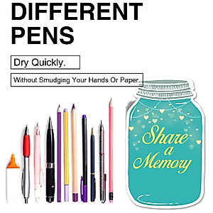 Cute Share a Memory Cards Cards 50 Set Mason Jar Shaped Party Supplies Favors for Celebration of Life Birthday Showers Birthdays, Double-Sided 5 x 7