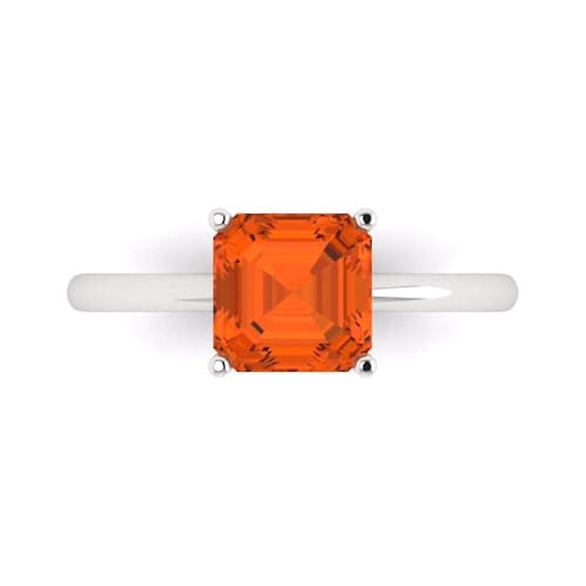 Clara Pucci 2.0 ct Asscher Cut Solitaire Red Simulated Diamond Engagement Bridal Promise Anniversary Ring 18K White Gold Size 8.75