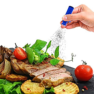 COUKIN Bullet Kit of 3 Pieces, Portable Powder Spice Dispenser Bottle to Carry On Everywhere, Modern Desing with Easier and More Precise Use, 3 Pack (Blue, Silver and Black)