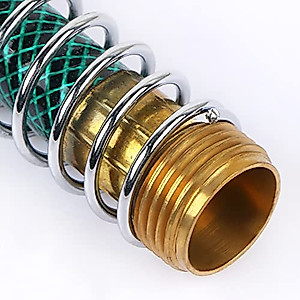 CABAX Garden Hose Kink Protector Coiled Spring Protector with Solid Brass Faucet Hoses Coupling Adapter Extension