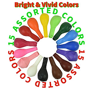 QRabbit 600 Pack 12" Party Balloons, Premium Quality Strong Latex Balloons for Helium or Air Use, 15 Assorted Bright Rainbow Colors for Wedding Birthday Graduation Anniversary Party Decoration