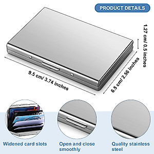 Thenshop 3 Pcs Stainless Steel Credit Card Holder Metal RFID Blocking Credit Card Case Protector Metal ID Card Wallet Business Card Holder with 6 Slot for Men Women Gift Box (Silver, Black, Blue)